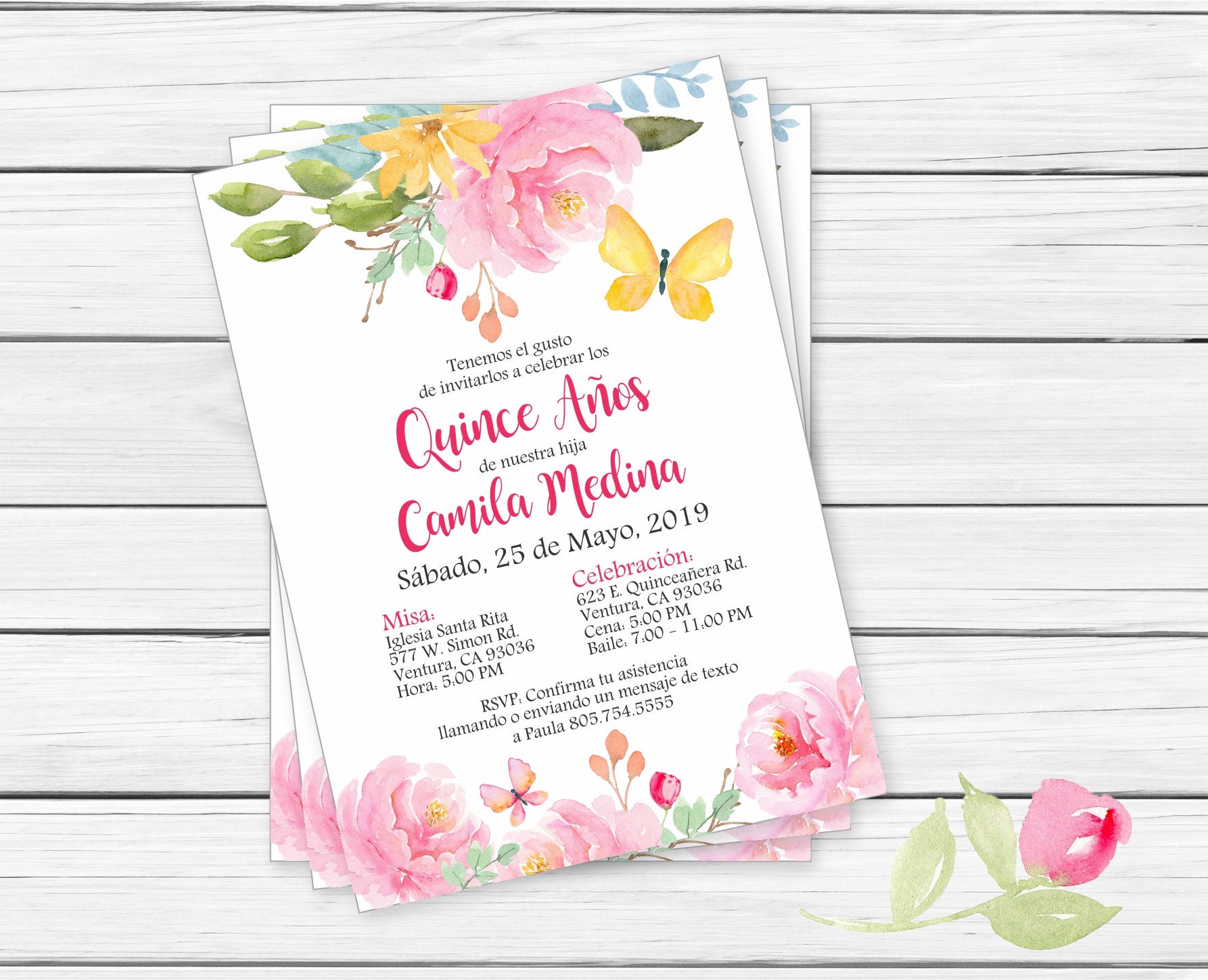 Quinceanera Invitation in Spanish Printable - Invitacion Quinceañera En ...