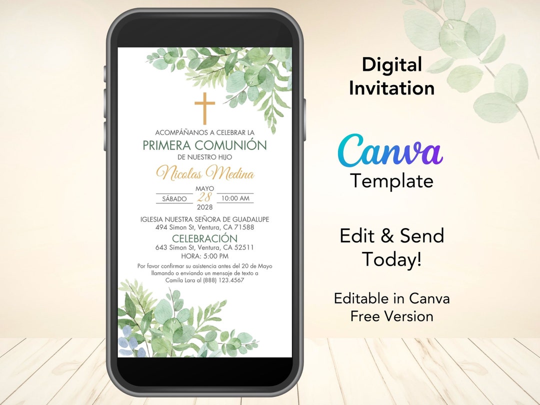 First Communion Invitation Spanish Primera Comunion Invitacion for Boys ...