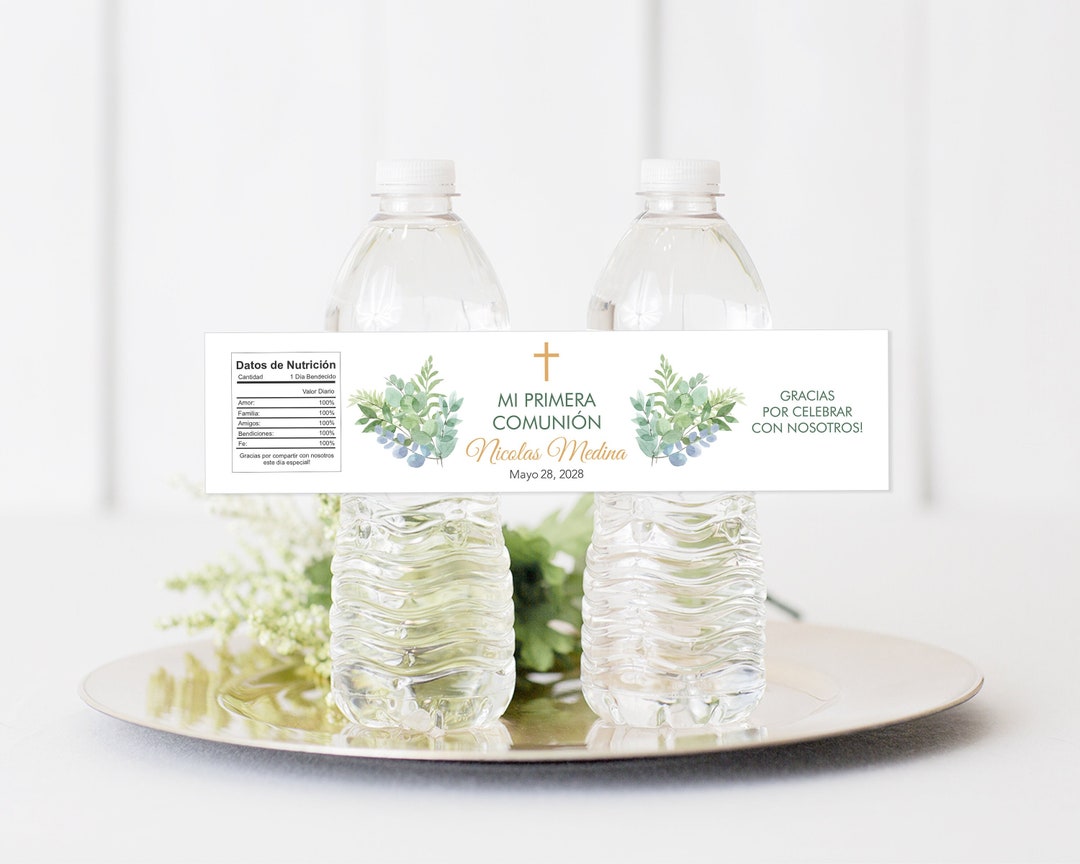 First Communion Water Bottle Labels Cross, Printed First Communion ...