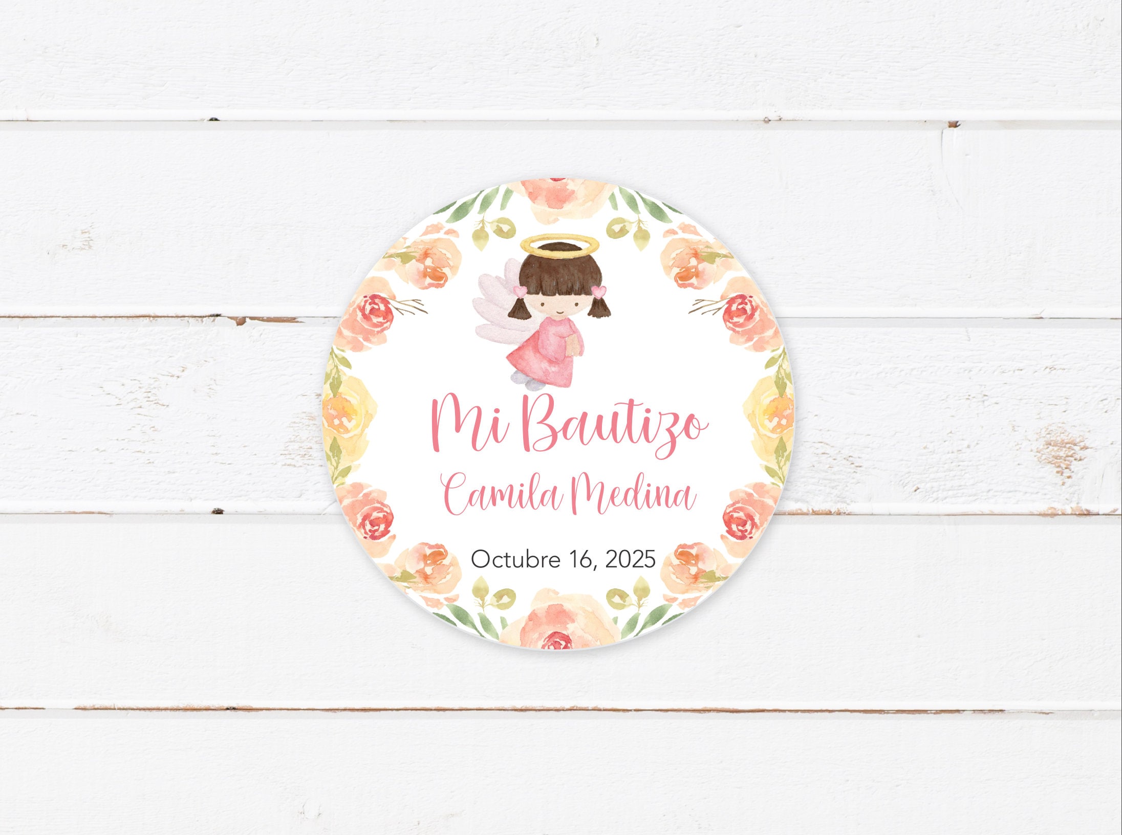 Baptism Stickers in English or Spanish - Digital File - Girl Angel or ...