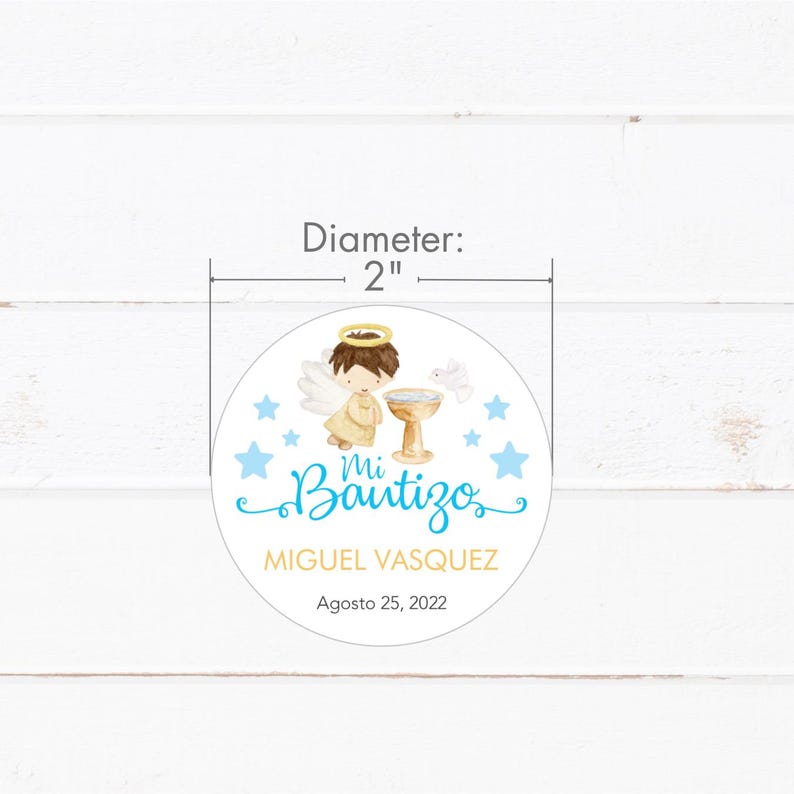 Baptism Stickers Boys for Favors, Printed Stickers Spanish or English ...