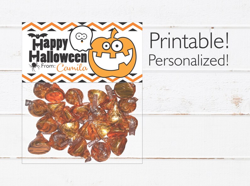 Printable Halloween Treat Bag Toppers Personalized Halloween | Etsy