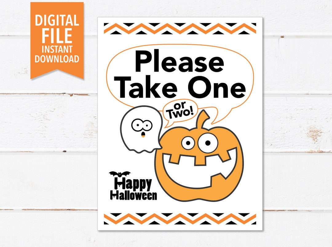Take One Halloween Sign - Take Two Sign – Halloween Decor – Halloween ...