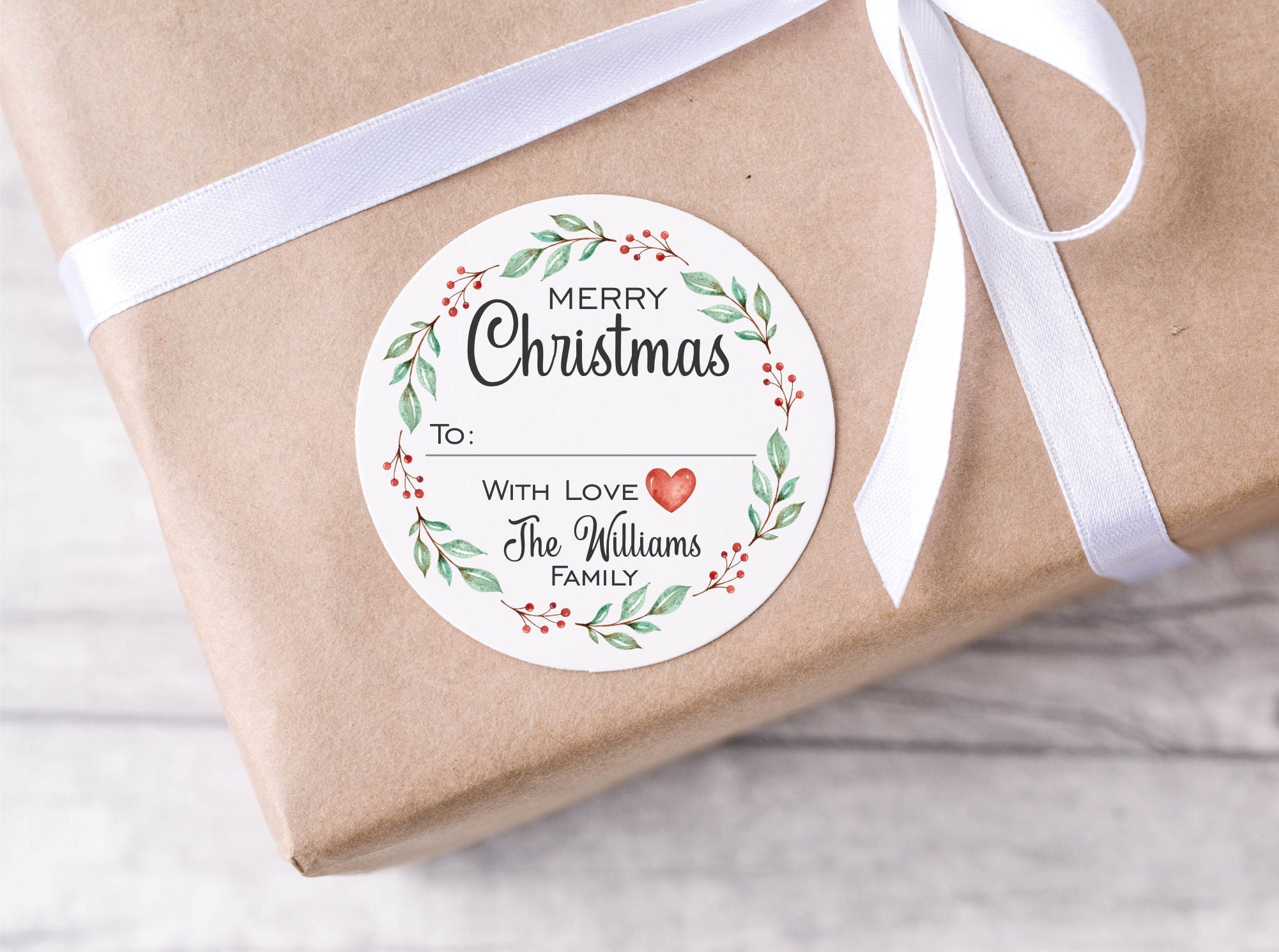 To From Christmas Stickers 2 Round Sheet Personalized - Etsy