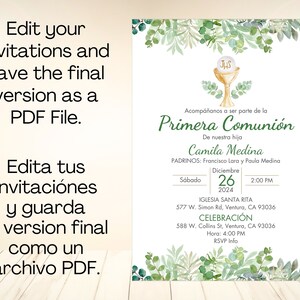First Communion Invitation Spanish Boys Girls, Editable Template First ...