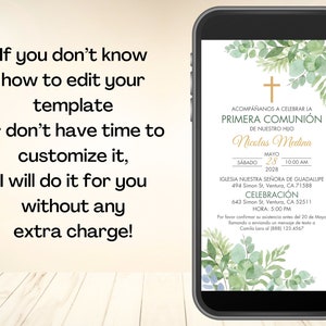 First Communion Invitation Spanish Primera Comunion Invitacion for Boys ...