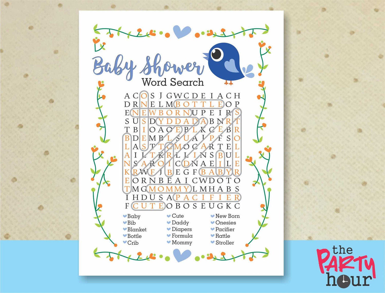 Baby Shower Games For Boys Word Search