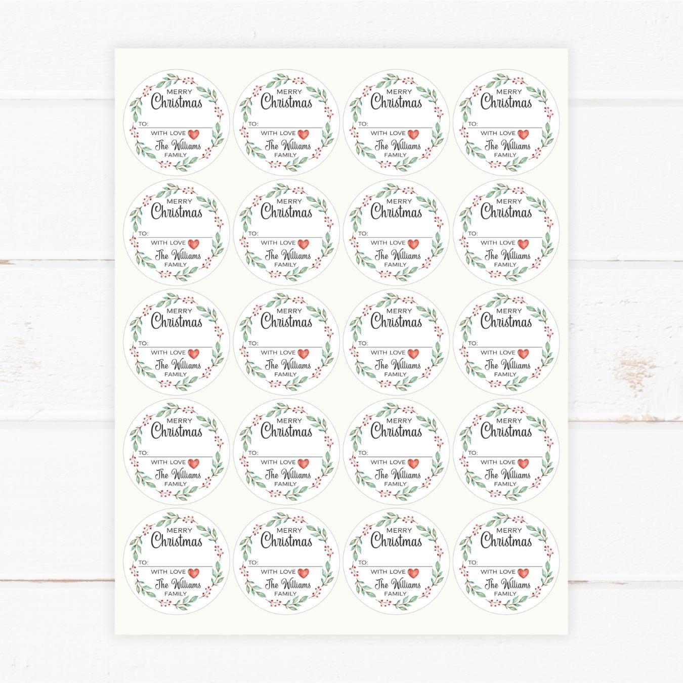 To From Christmas Stickers 2" Round Sheet - Personalized Christmas ...
