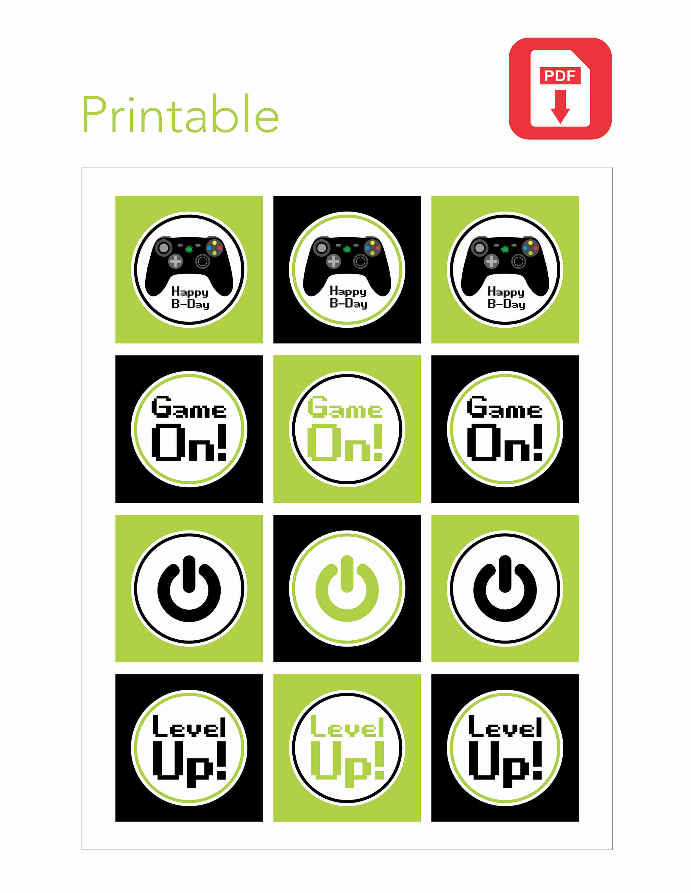 Video Game Cupcake Toppers, Printable Game Birthday Party Cupcake ...