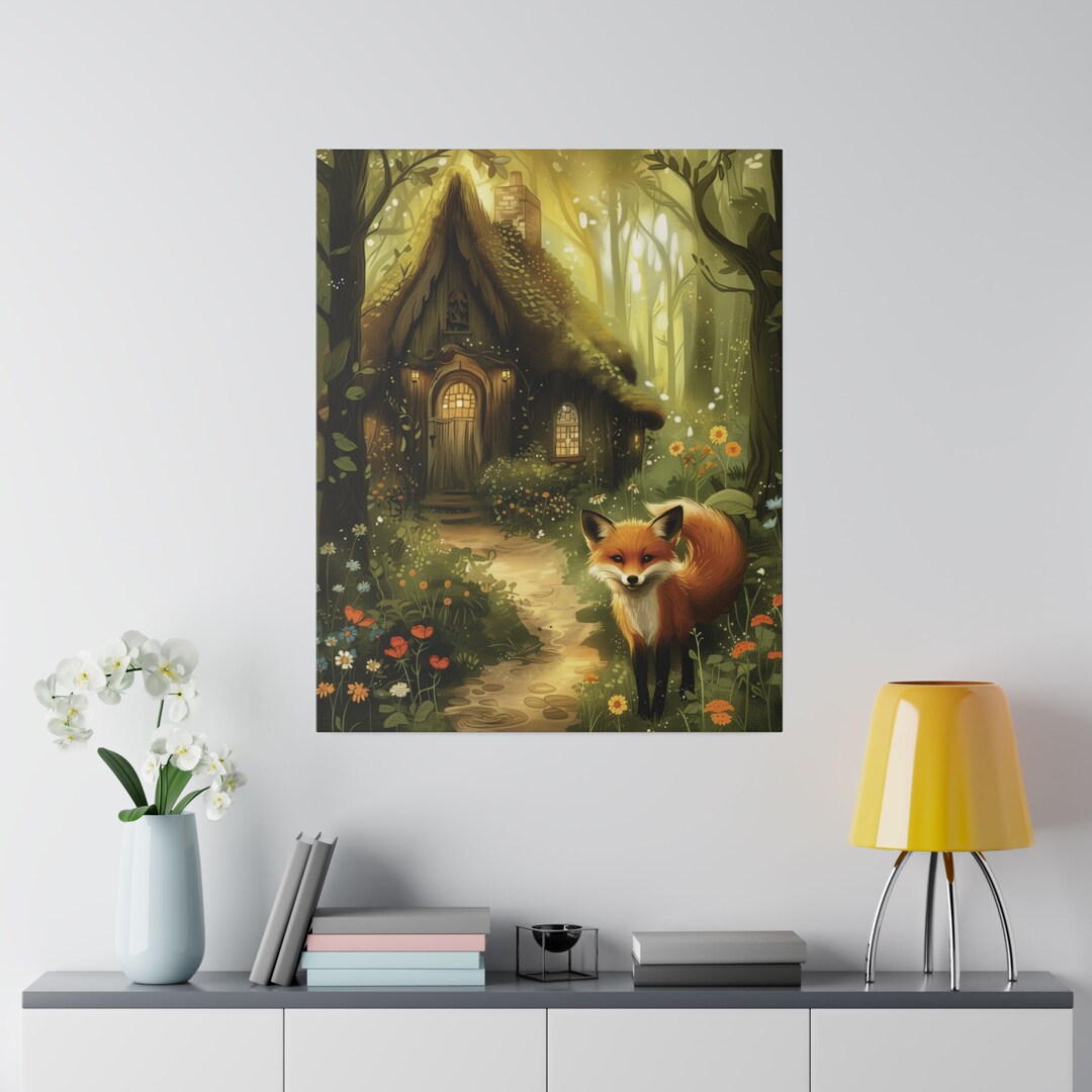 Enchanting Cottagecore Art Print Whimsical Forest With a Charming Fox ...