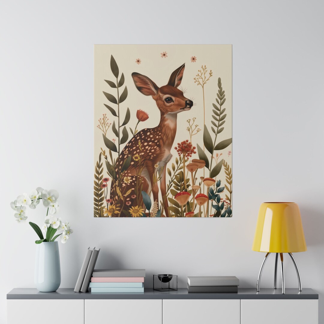 Cottagecore Botanical Deer Art Print Nature-inspired, Whimsical Home ...