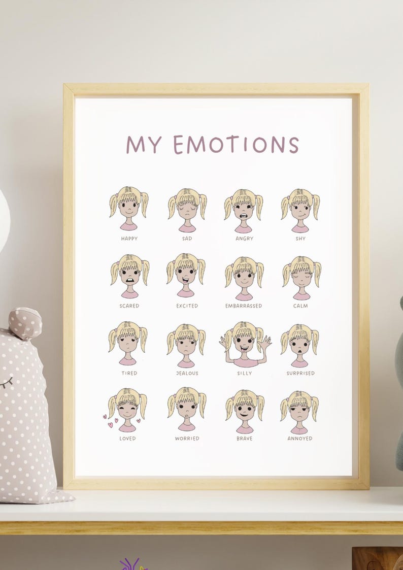 My Feelings Chart | Toddler Girl Emotions Chart | Child Feelings | Girl ...