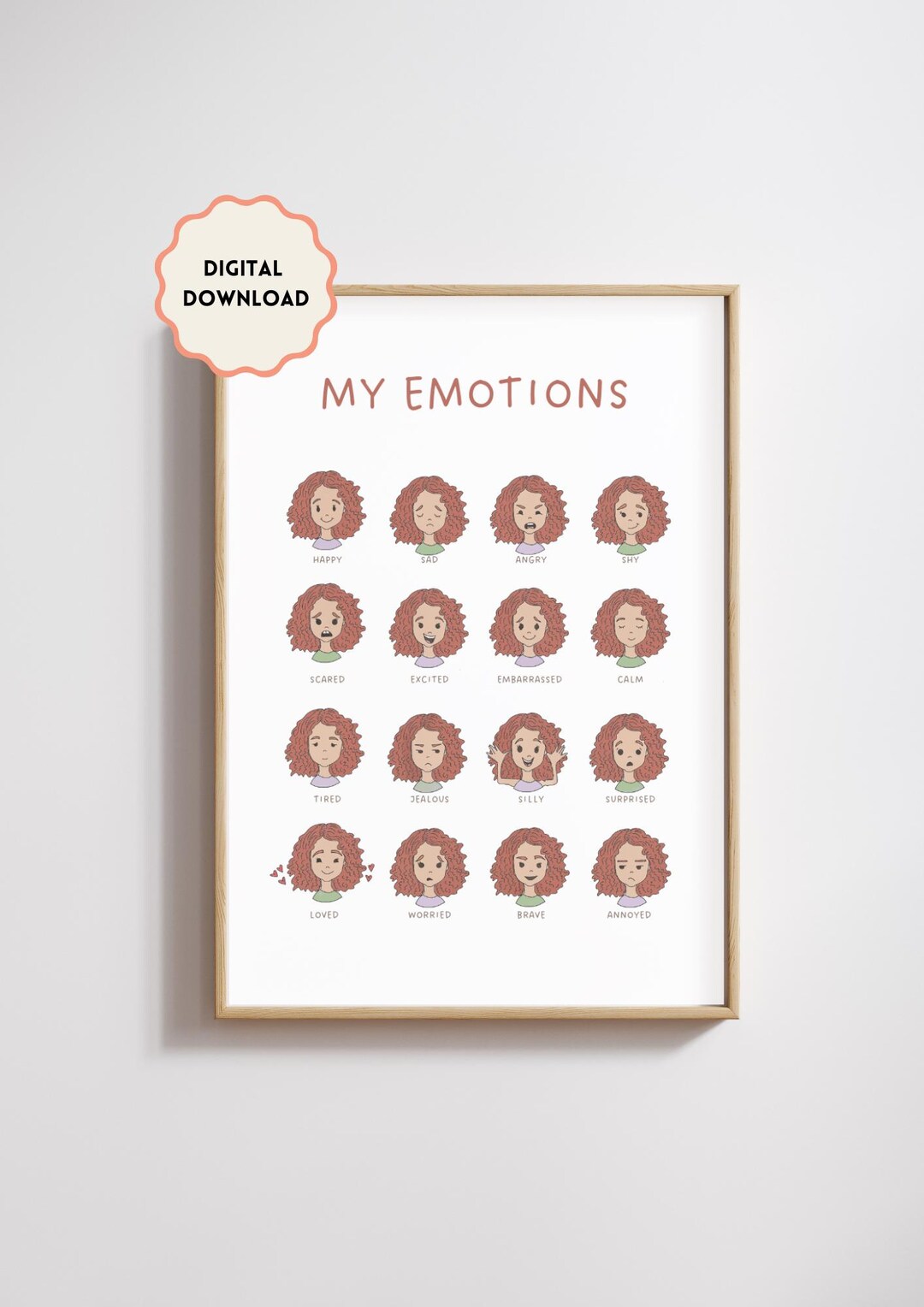 My Feelings Chart | Toddler Girl Emotions Chart | Child Feelings | Girl ...