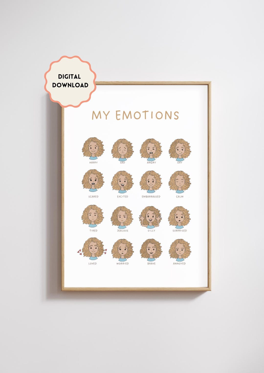 My Feelings Chart | Toddler Girl Emotions Chart | Child Feelings | Girl ...