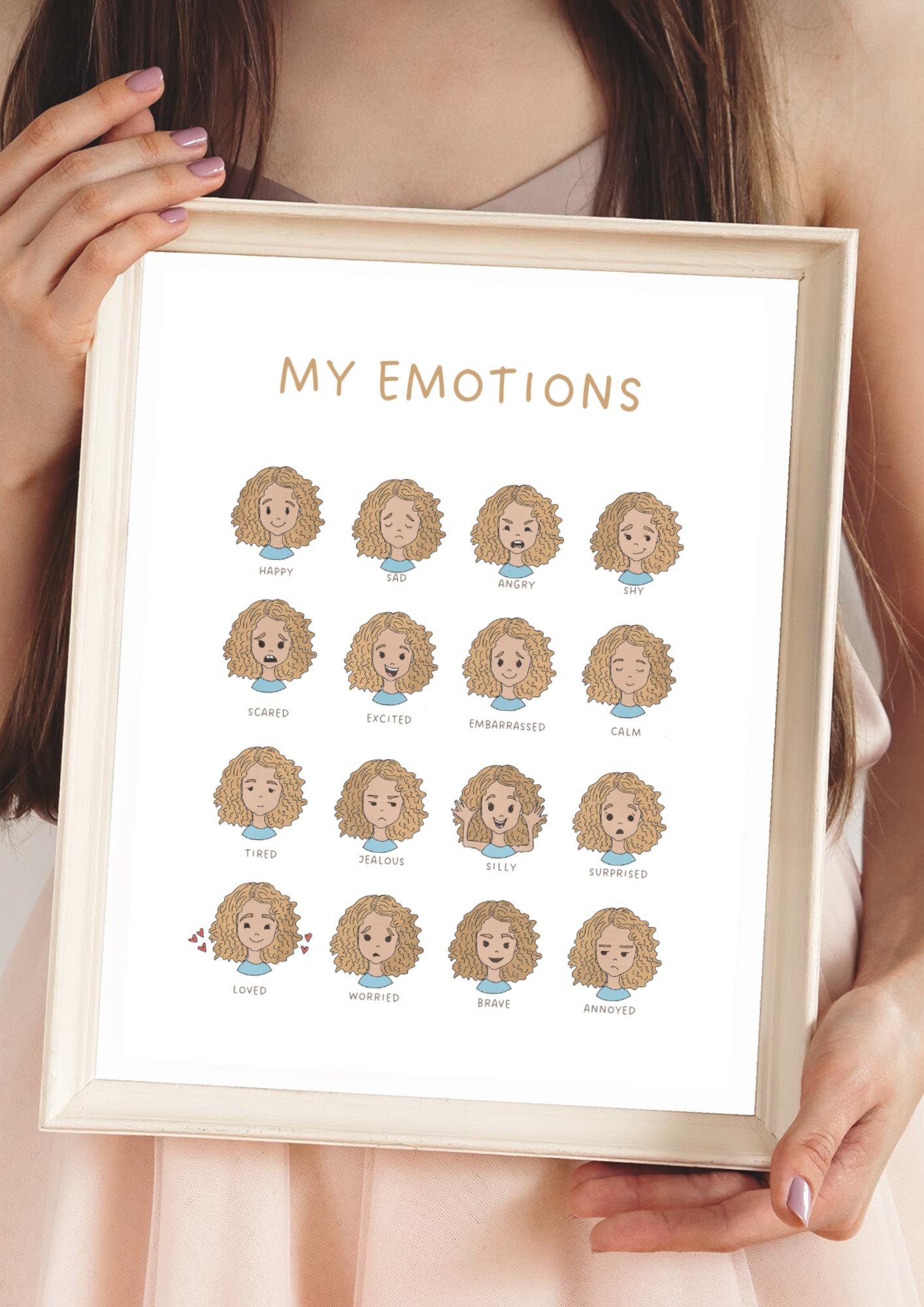 My Feelings Chart | Toddler Girl Emotions Chart | Child Feelings | Girl ...