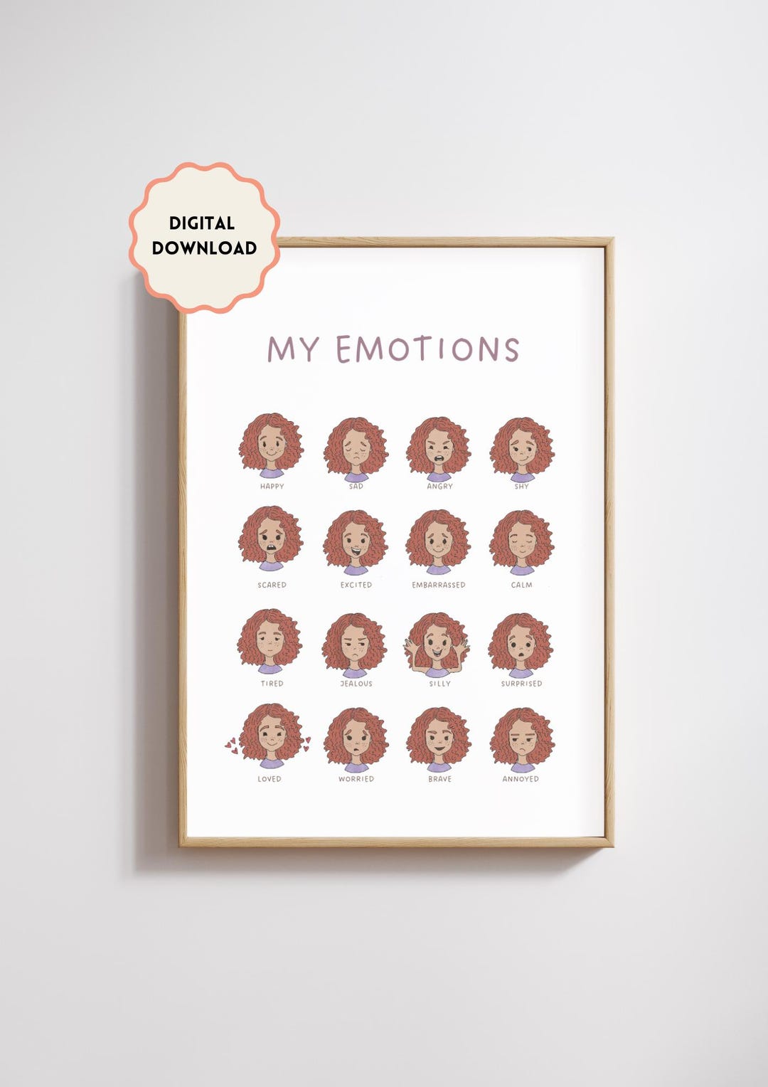 My Feelings Chart | Toddler Girl Emotions Chart | Child Feelings | Girl ...