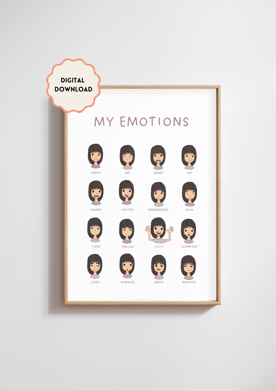 My Feelings Chart | Toddler Girl Emotions Chart | Child Feelings | Girl ...