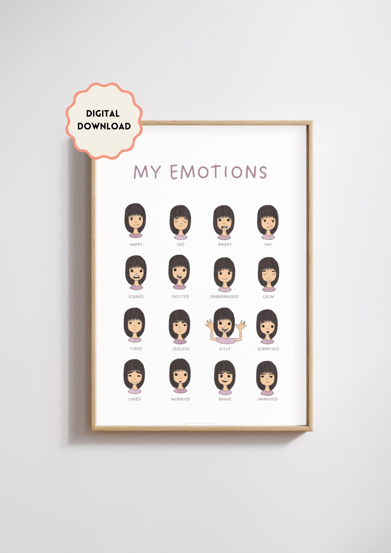 My Feelings Chart | Toddler Girl Emotions Chart | Child Feelings | Girl ...