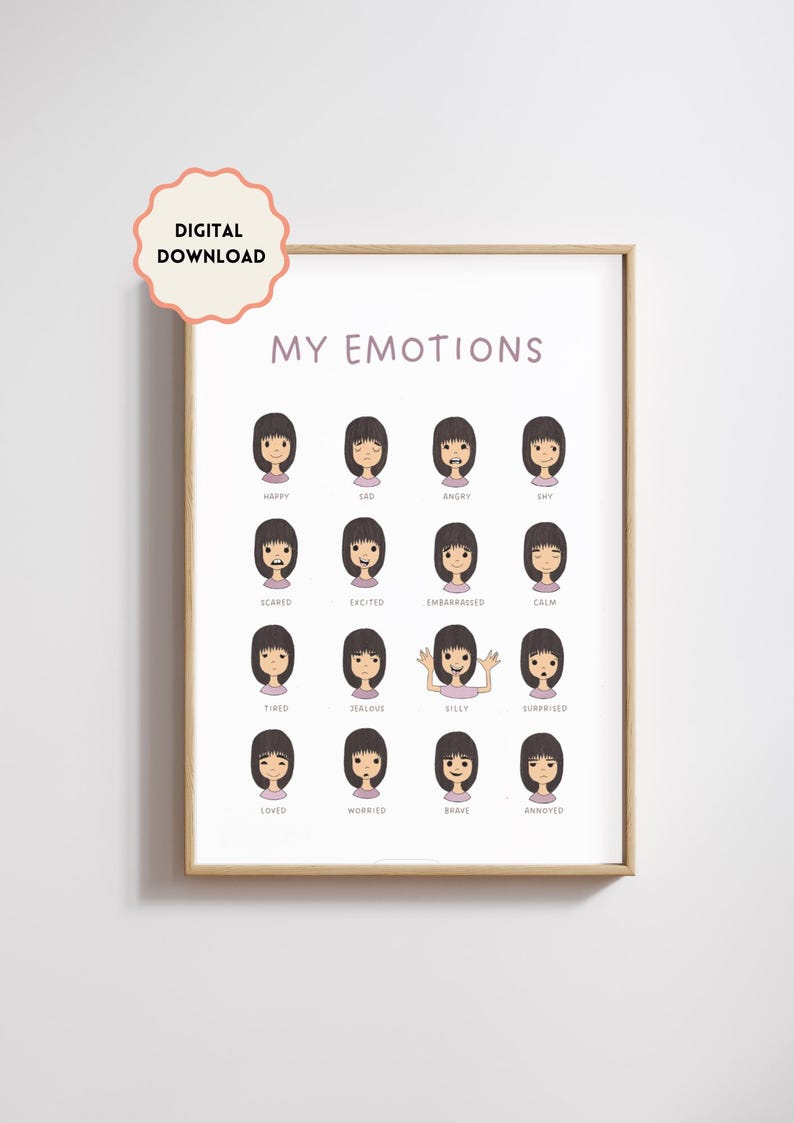 My Feelings Chart | Toddler Girl Emotions Chart | Child Feelings | Girl ...