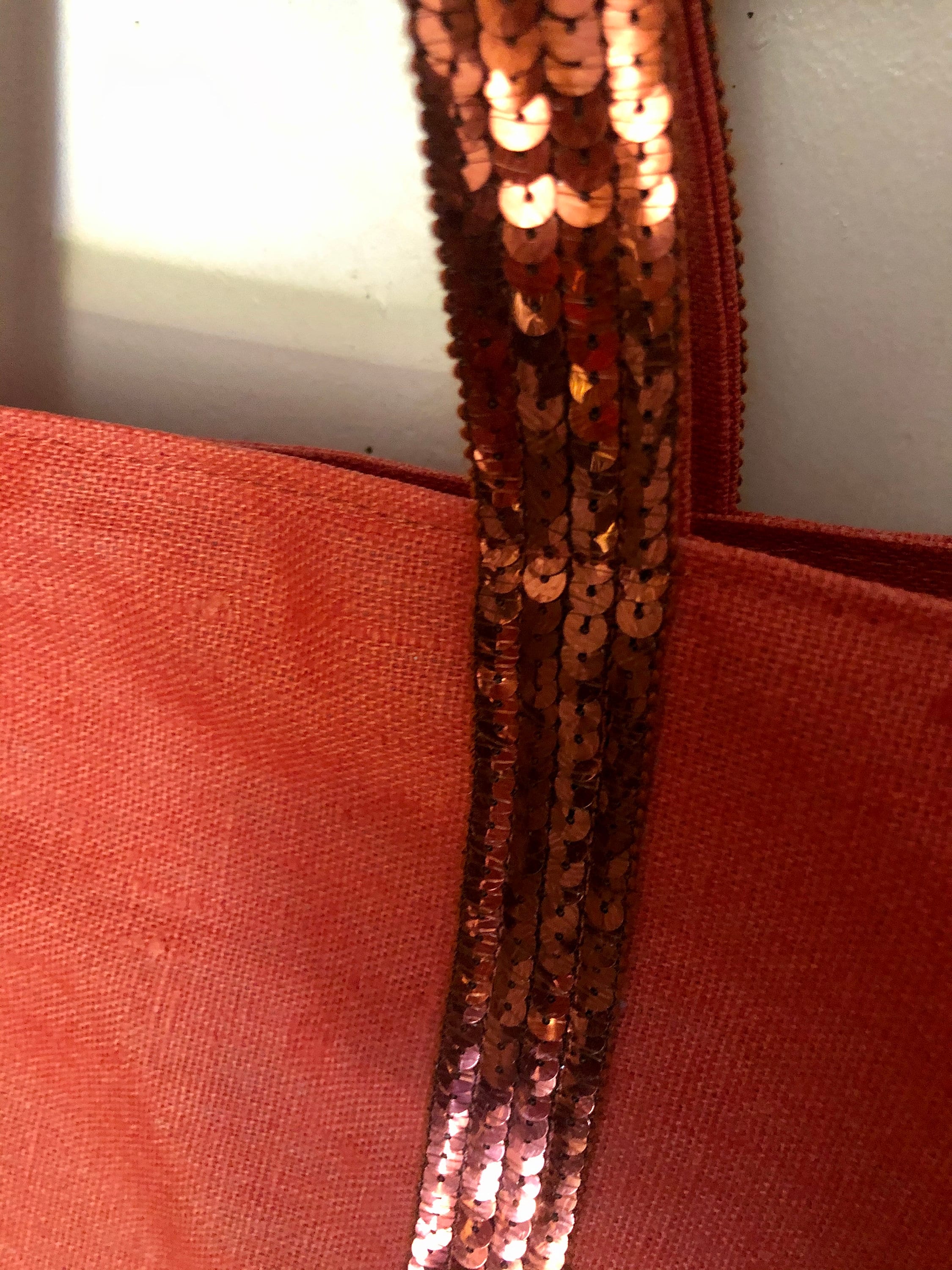 Prune Coated Linen Tote Bag With Prune Coloured Sequins - Etsy