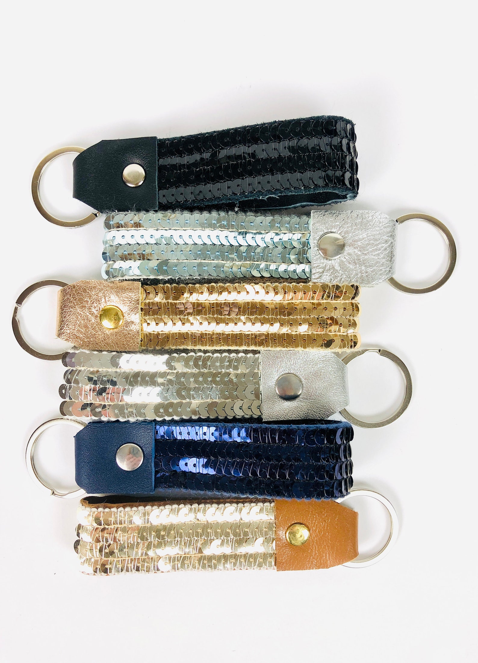 Sequin Leather Keychain Sequin Leather Bag Pendant Fancy | Etsy