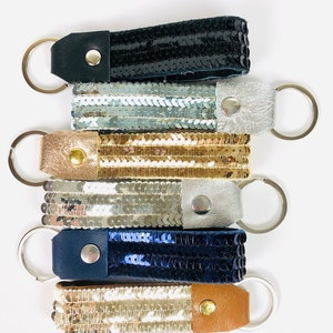 Sequin Leather Keychain Sequin Leather Bag Pendant Fancy - Etsy