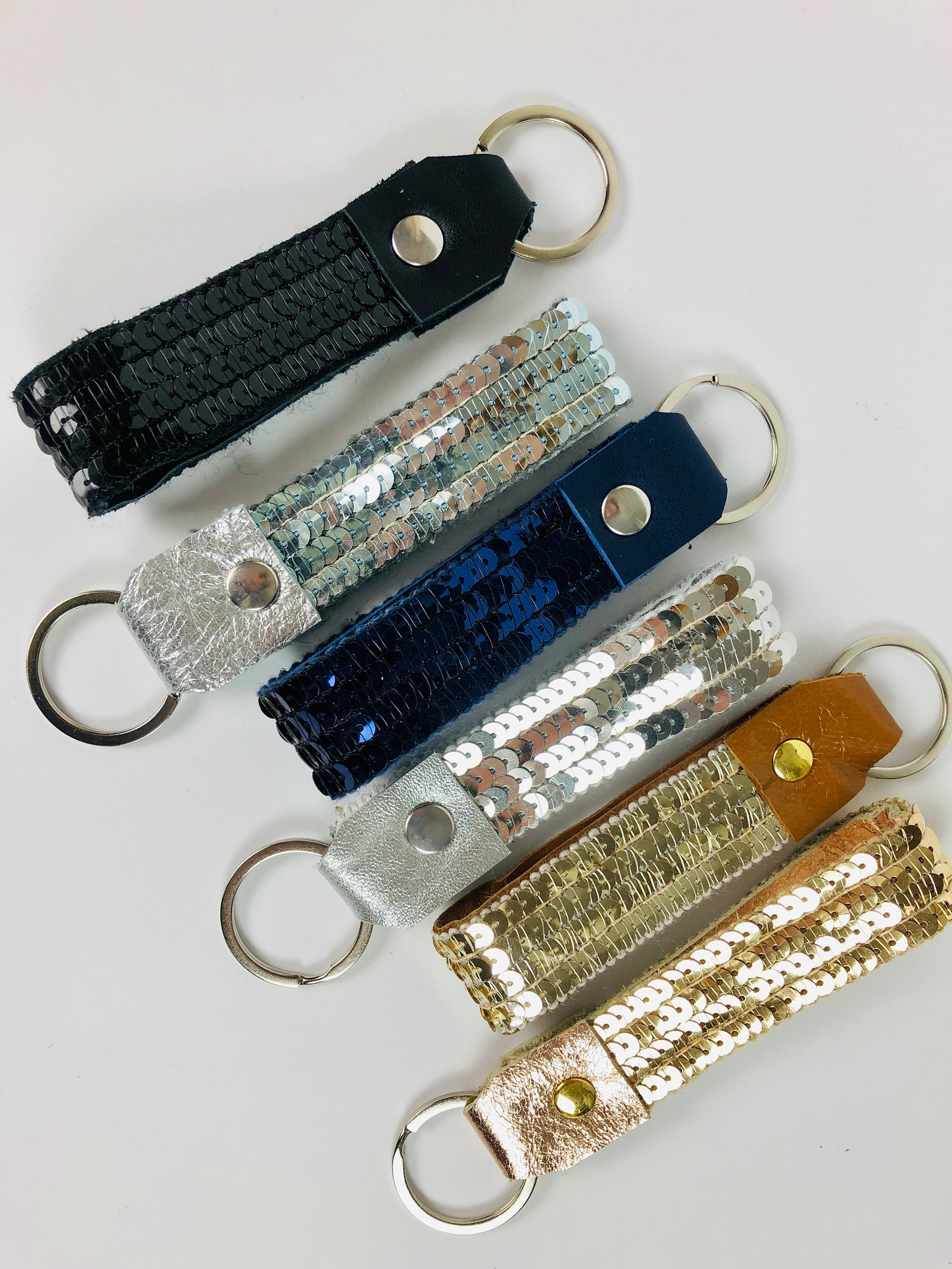 Sequin Leather Keychain Sequin Leather Bag Pendant Fancy | Etsy