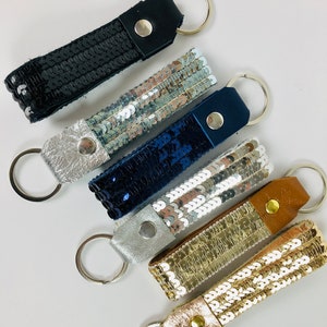 Sequin Leather Keychain Sequin Leather Bag Pendant Fancy - Etsy