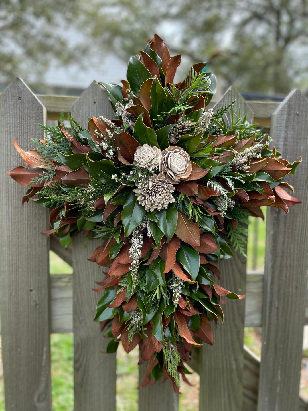 Fresh Magnolia Cross Wreath Adorned - Etsy