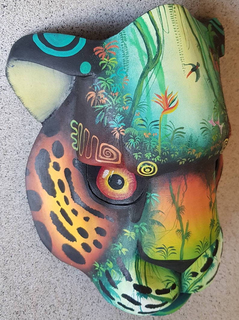 Traditional Jaguar Mask Jungle and Toucans Authentic Boruca - Etsy