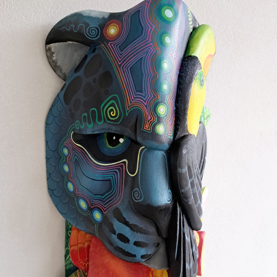 Authentic Boruca Mask, Birds, Orchid, Jaguar, Wooden Mask, Tribal Art ...