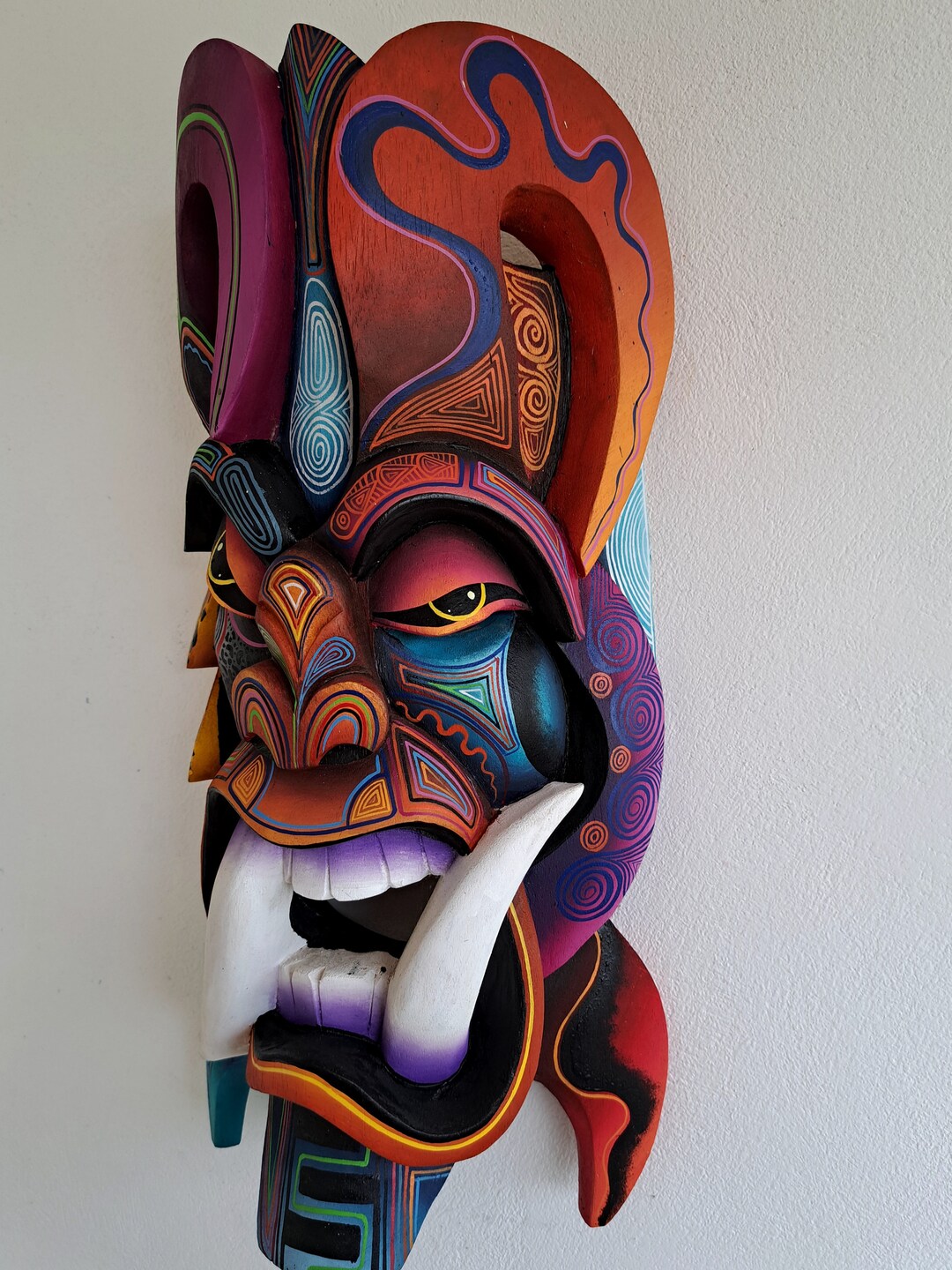 Boruca Warrior Mask, Unique Design, Wood Carved and Painted, Indigenous ...