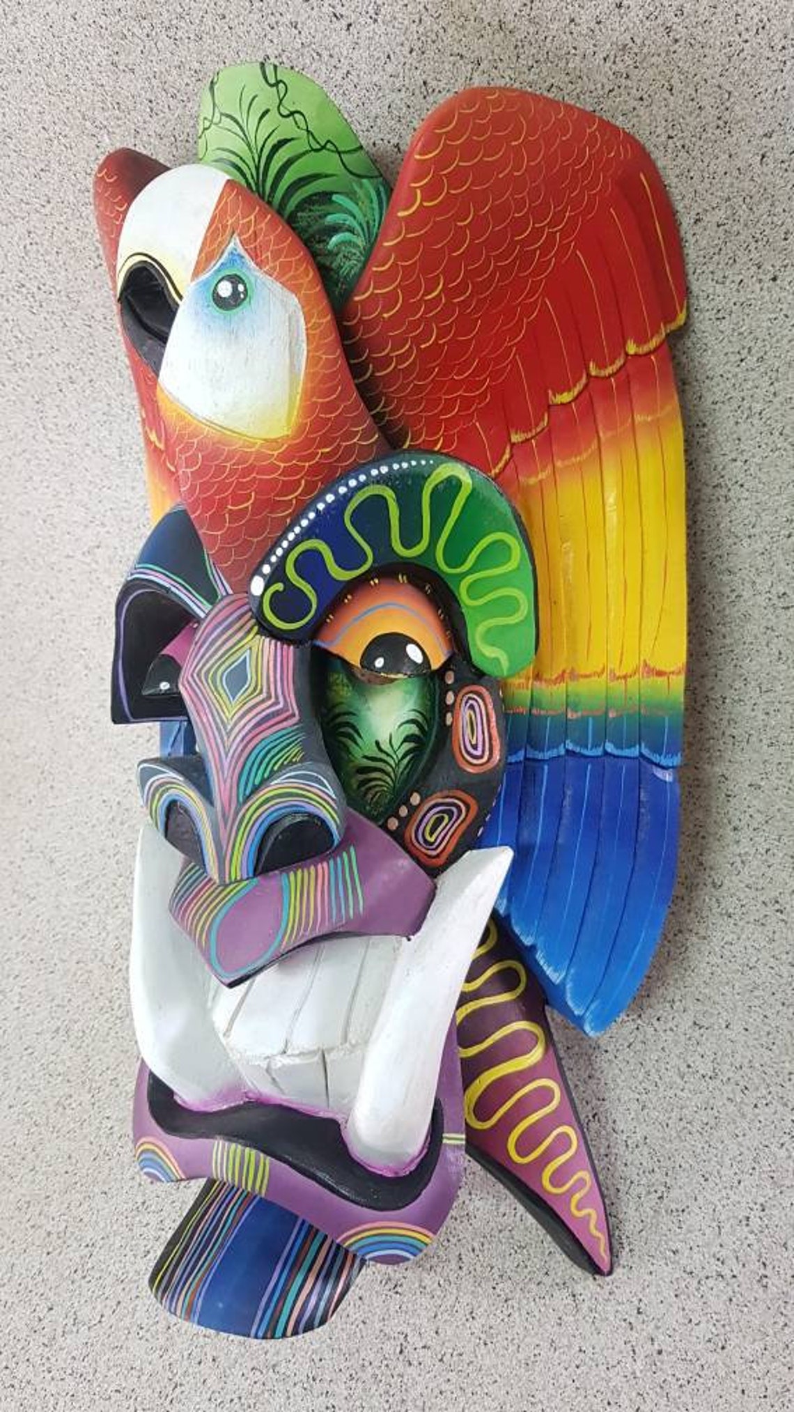 Ecological warrior mask and Macaw authentic Boruca mask | Etsy