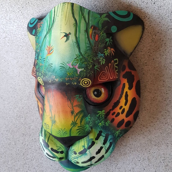Traditional Jaguar Mask Jungle and Toucans Authentic Boruca - Etsy