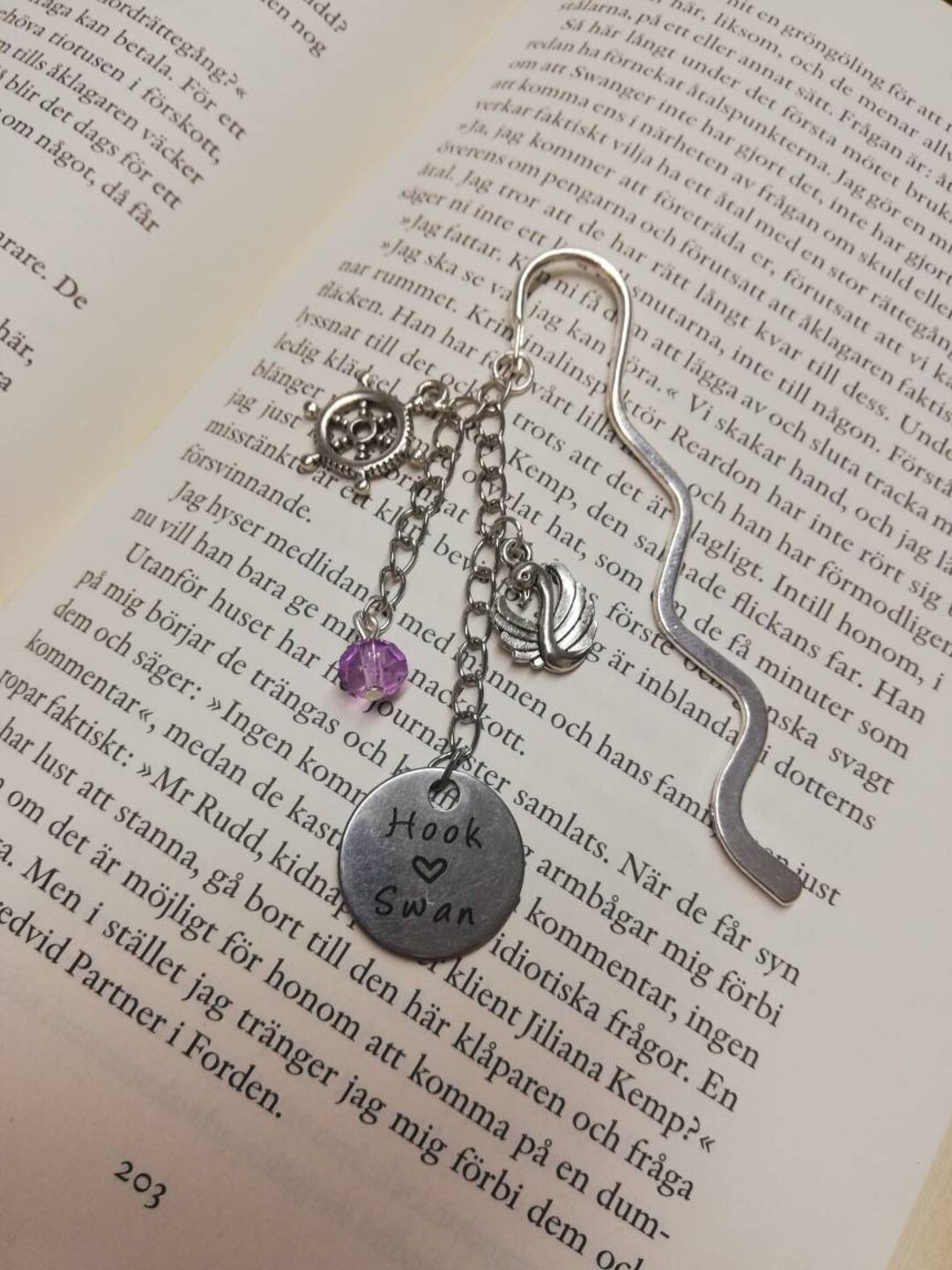 Emma Swan Captain Hook Bookmark hook Heart Swan Words Rudder Swan Once ...