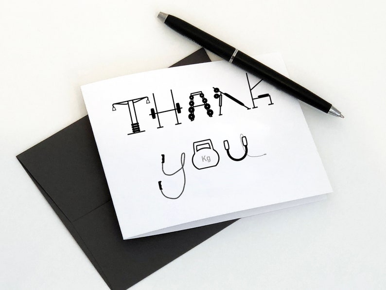 Workout Themed Thank You Card Exercise Personal Trainer - Etsy UK