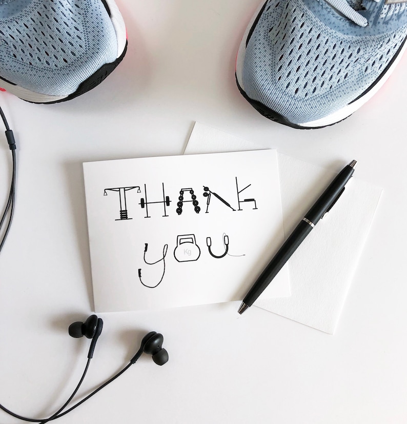 Workout Themed Thank You Card Exercise Personal Trainer - Etsy UK