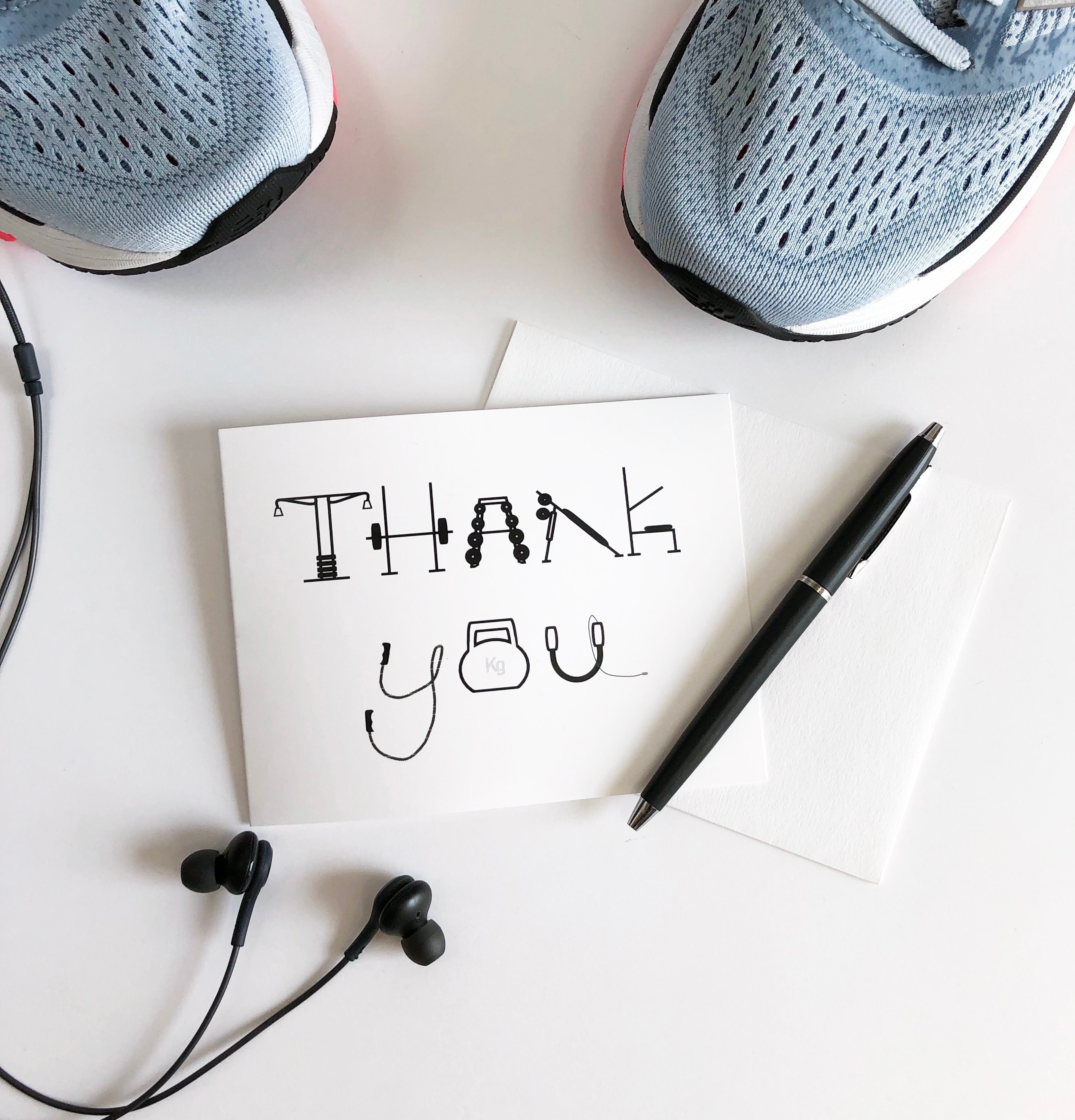 Workout Themed Thank You Card - Exercise - Personal Trainer - Gym ...