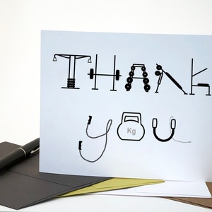 Workout Themed Thank You Card - Exercise - Personal Trainer - Gym ...