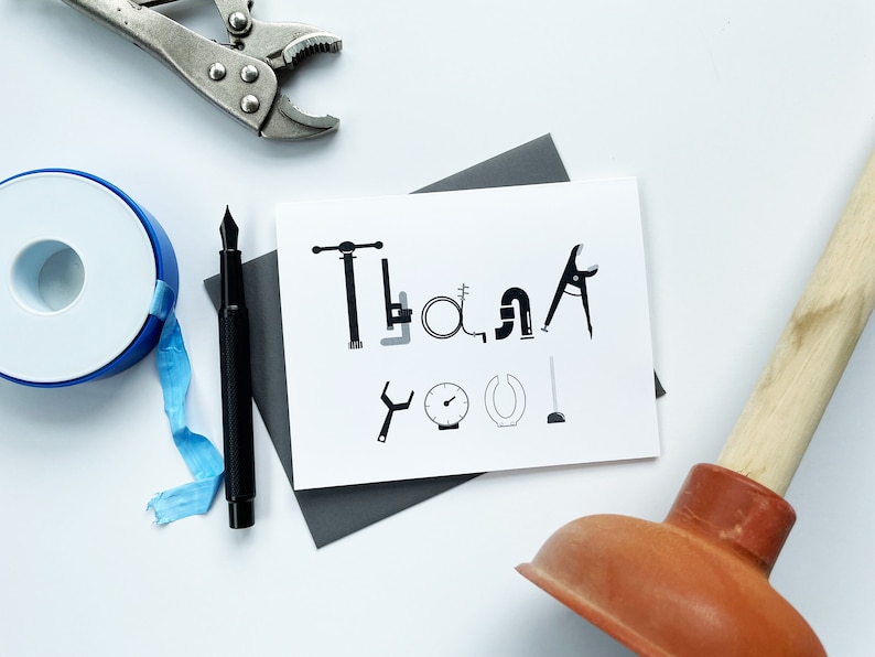 Plumber Thank You Card - Plumbing - Pipefitter - Steamfitter - Water ...