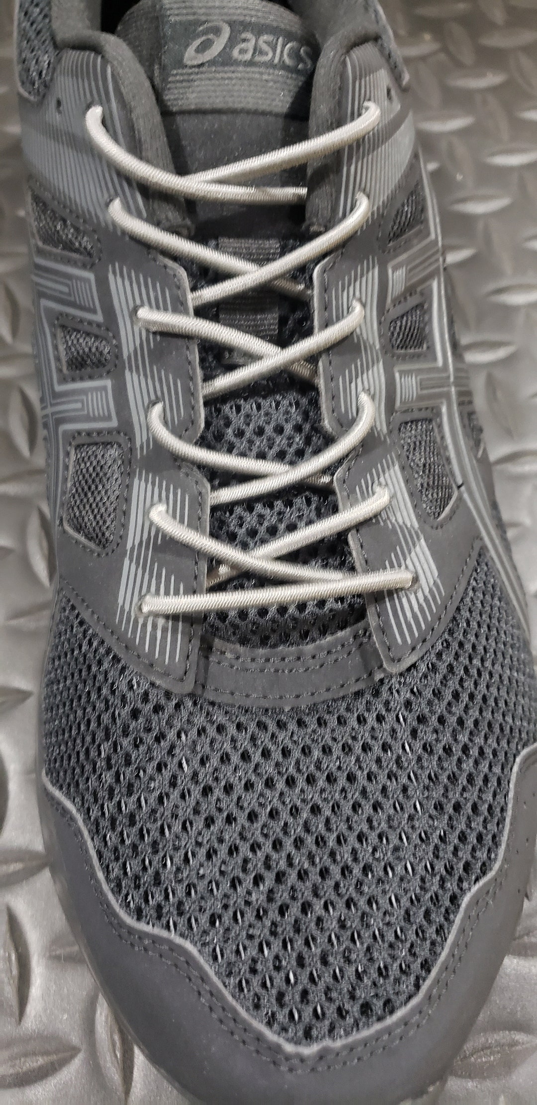 Grey / Silver NO TIE Indestructible Shock Cord Locking Elastic Shoe ...