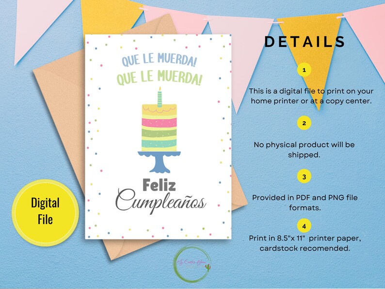 Happy Birthday Card Spanish Feliz Cumpleaños Digital Download - Etsy