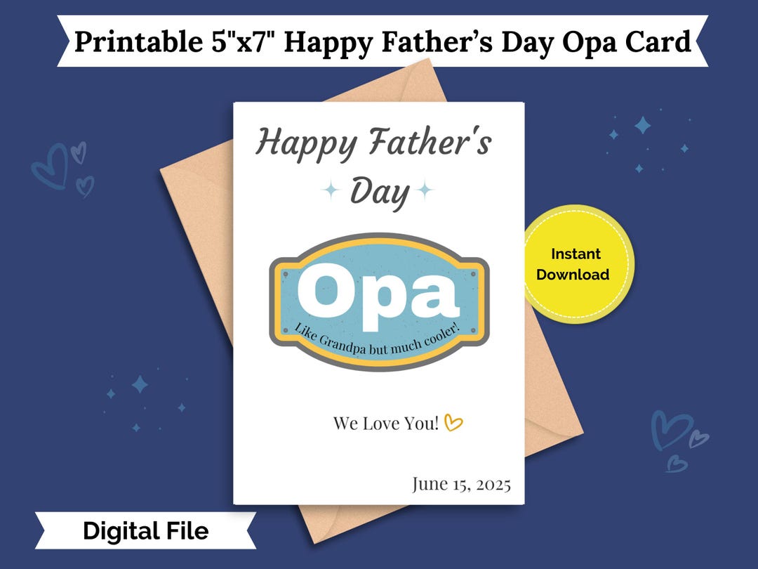 Printable Happy Father's Day OPA Card German Grandfather Card 5" X 7 ...