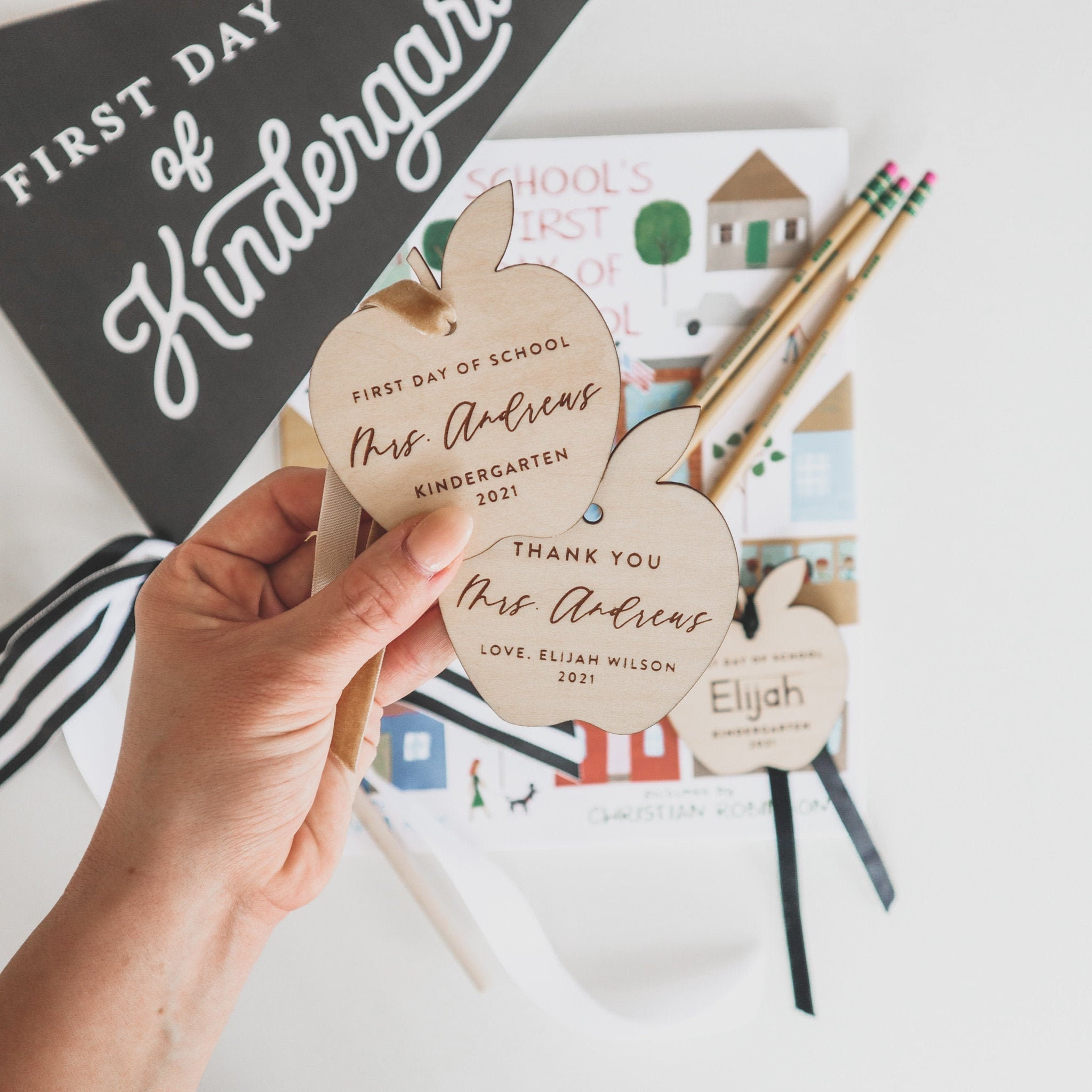 Personalized Apple Name Tag First Day of School Teacher | Etsy