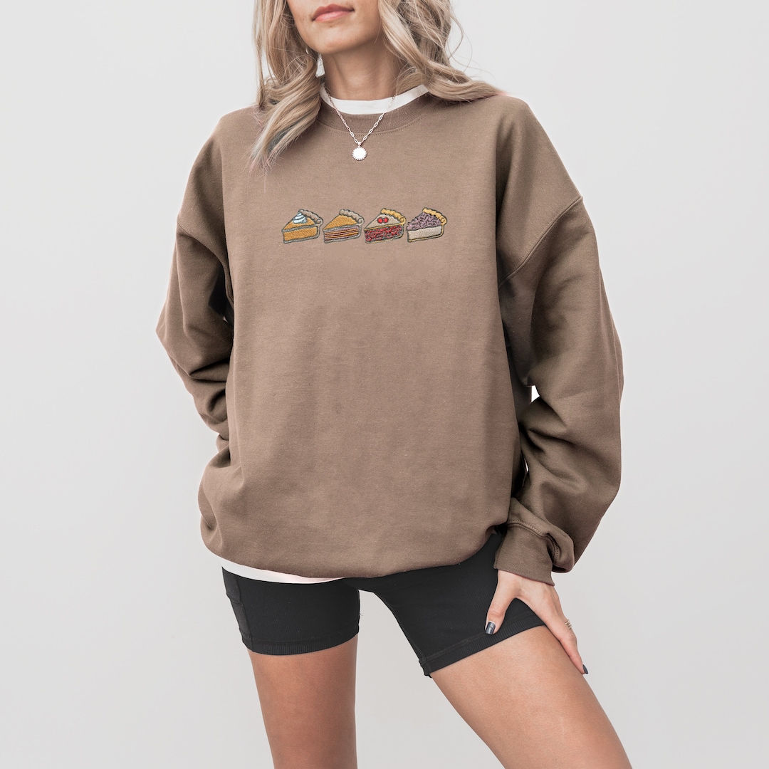Thanksgiving Pie Embroidered Unisex Premium Sweatshirt, Cozy Fall ...