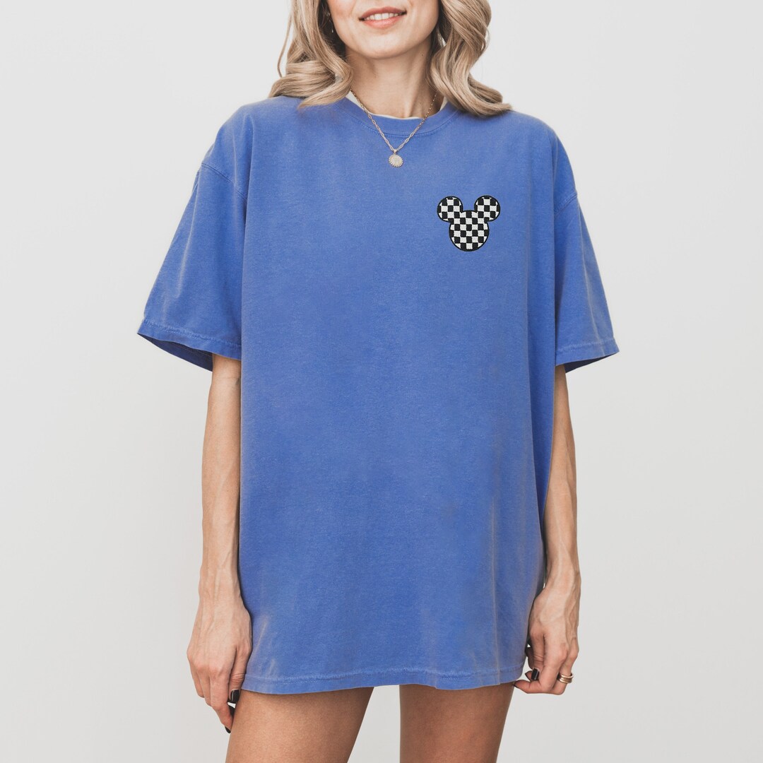 Checker Mickey Embroidered Disney Shirt, Comfort Colors Tee for ...
