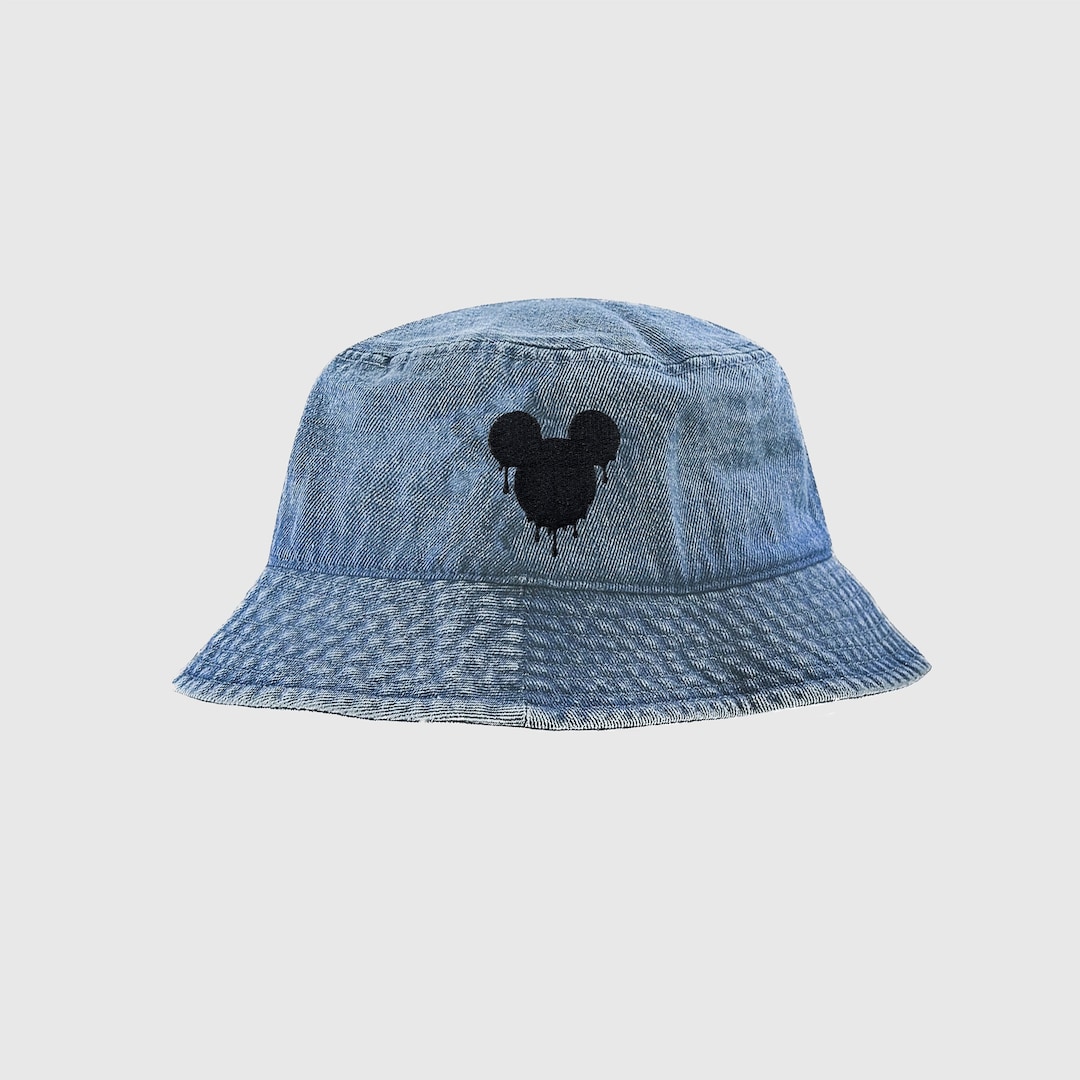 Drippy Mickey Embroidered Denim Bucket Hat, Disneyland Mickey Bucket ...