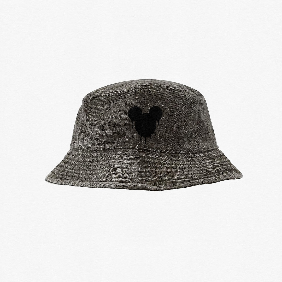 Drippy Mickey Embroidered Denim Bucket Hat, Disneyland Mickey Bucket ...
