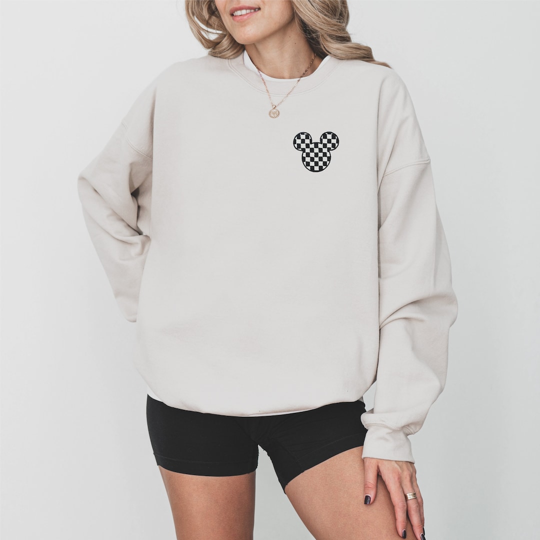 Checker Mickey Embroidered Disney Sweatshirt, Family Matching Disney ...