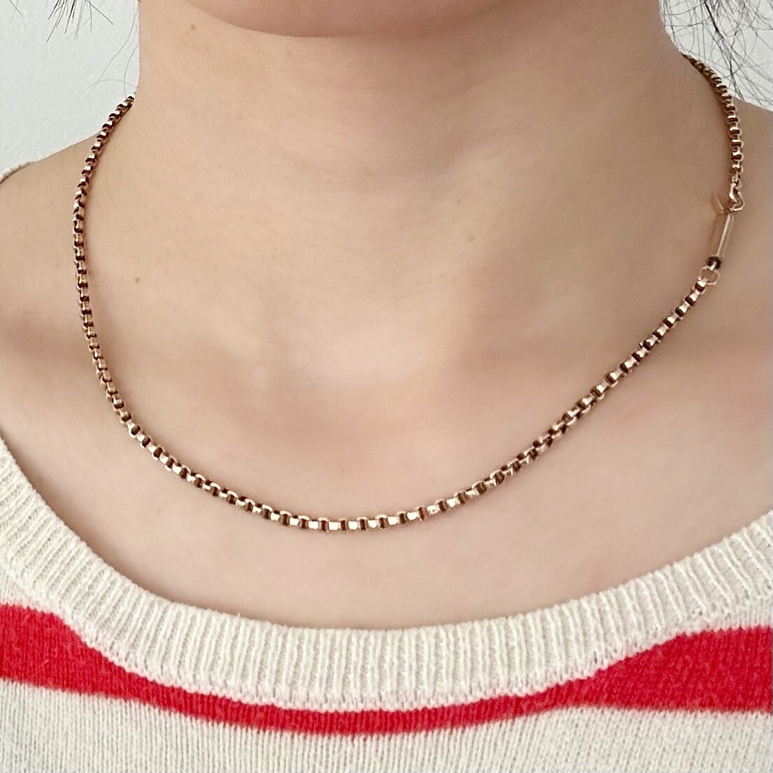 Rare Antique 9k Yellow Gold Rolo Chain With Barrel Clasp 17 Dated Back ...